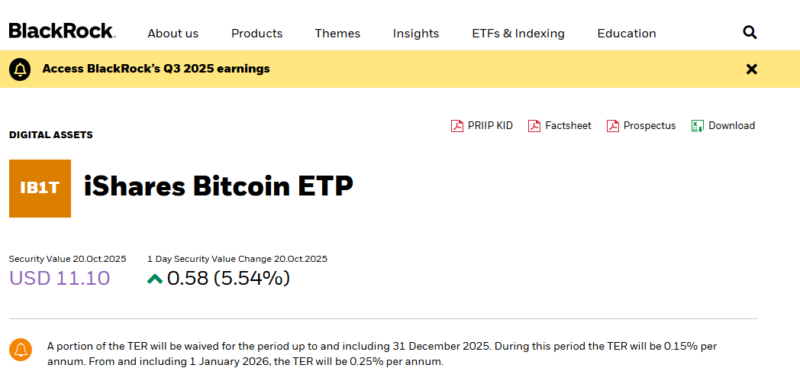 BlackRock Launches iShares Bitcoin ETP on LSE